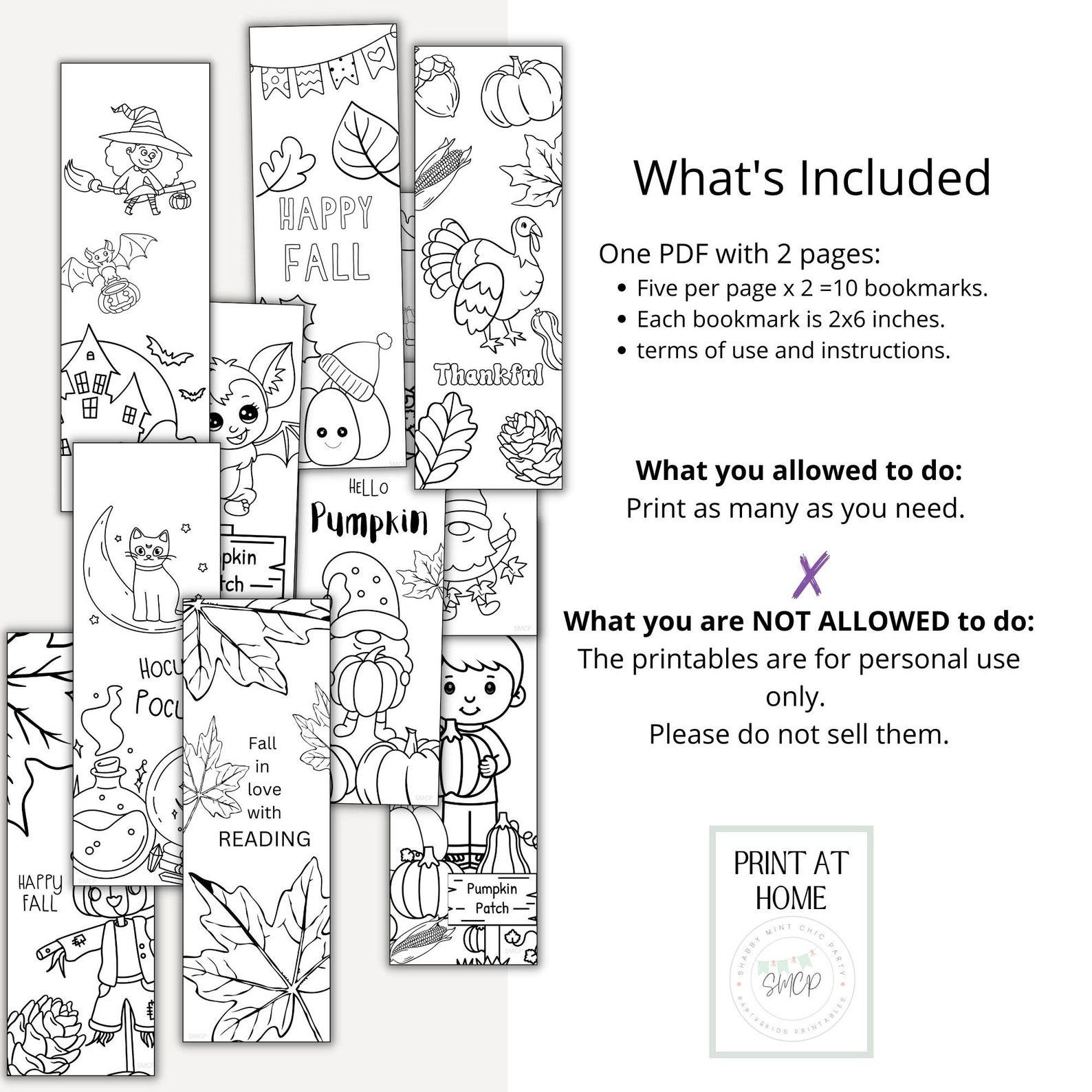 Printable Fall Coloring Bookmarks Halloween Coloring - Etsy