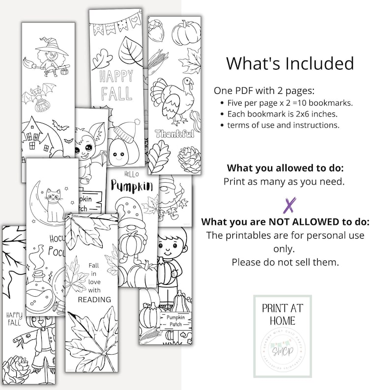 Printable Fall Coloring Bookmarks Halloween Coloring - Etsy