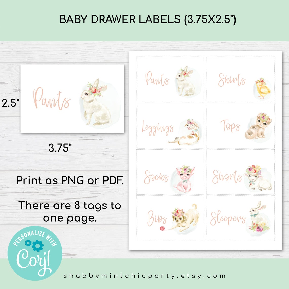 Editable Baby Drawer Label Template Clothes Label With - Etsy