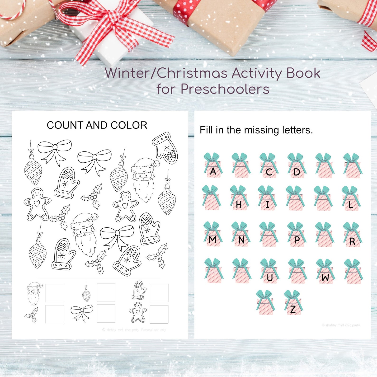 DIGITAL DOWNLOAD Printable Christmas Activity Book for Preschooler - Etsy