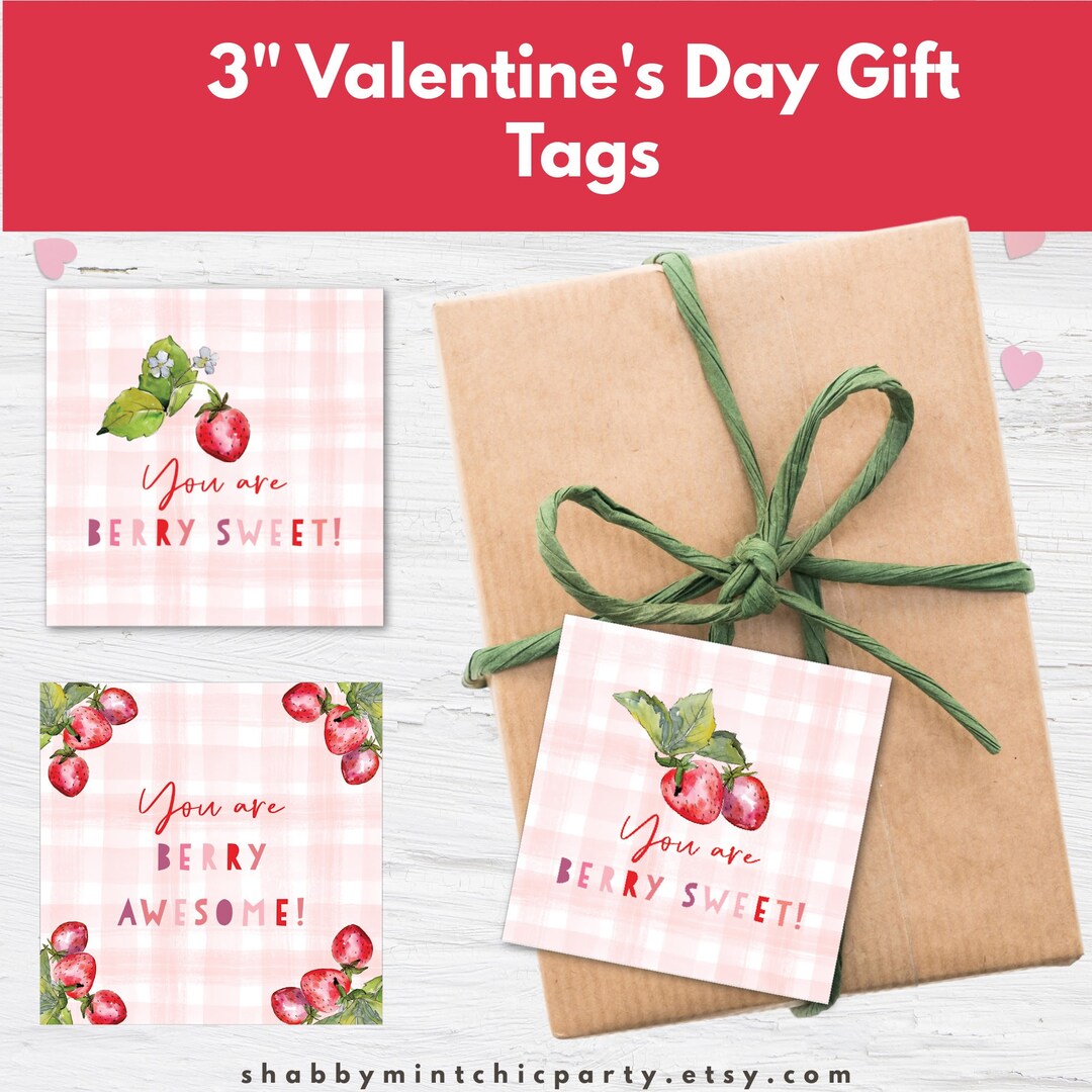 PRINTABLE Summer Strawberry Gift Tags, Print Yourself Party Tags ...