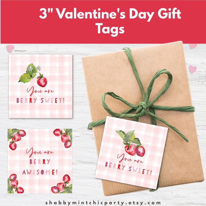 PRINTABLE Summer Strawberry Gift Tags Print Yourself Party - Etsy