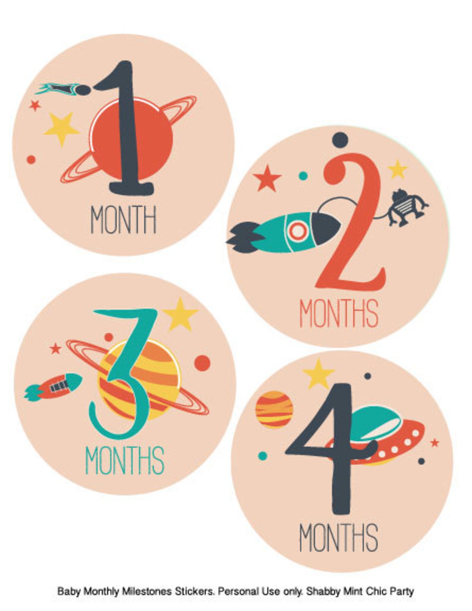 Outer Space Baby Milestone Stickers: Monthly Photo Props (digital ...