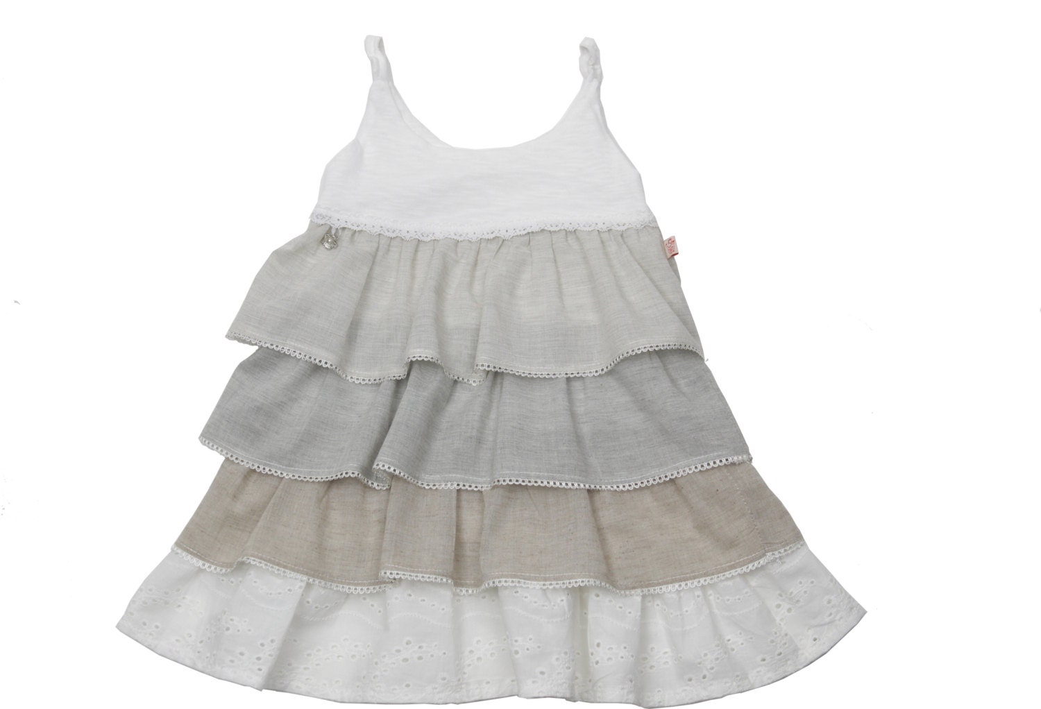 Tiered Summer Dress for Girls in Soft Linen and Cotton Knit With Fine ...