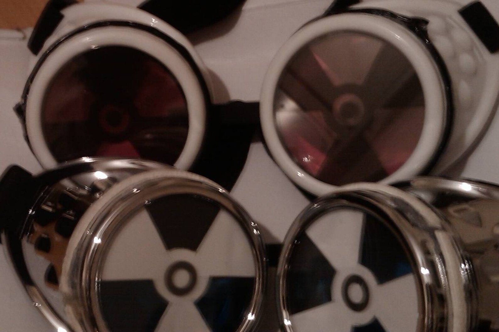 WHITE Steam Punk / Cyber Punk Goggles Hand Customised FREE UK Delivery ...