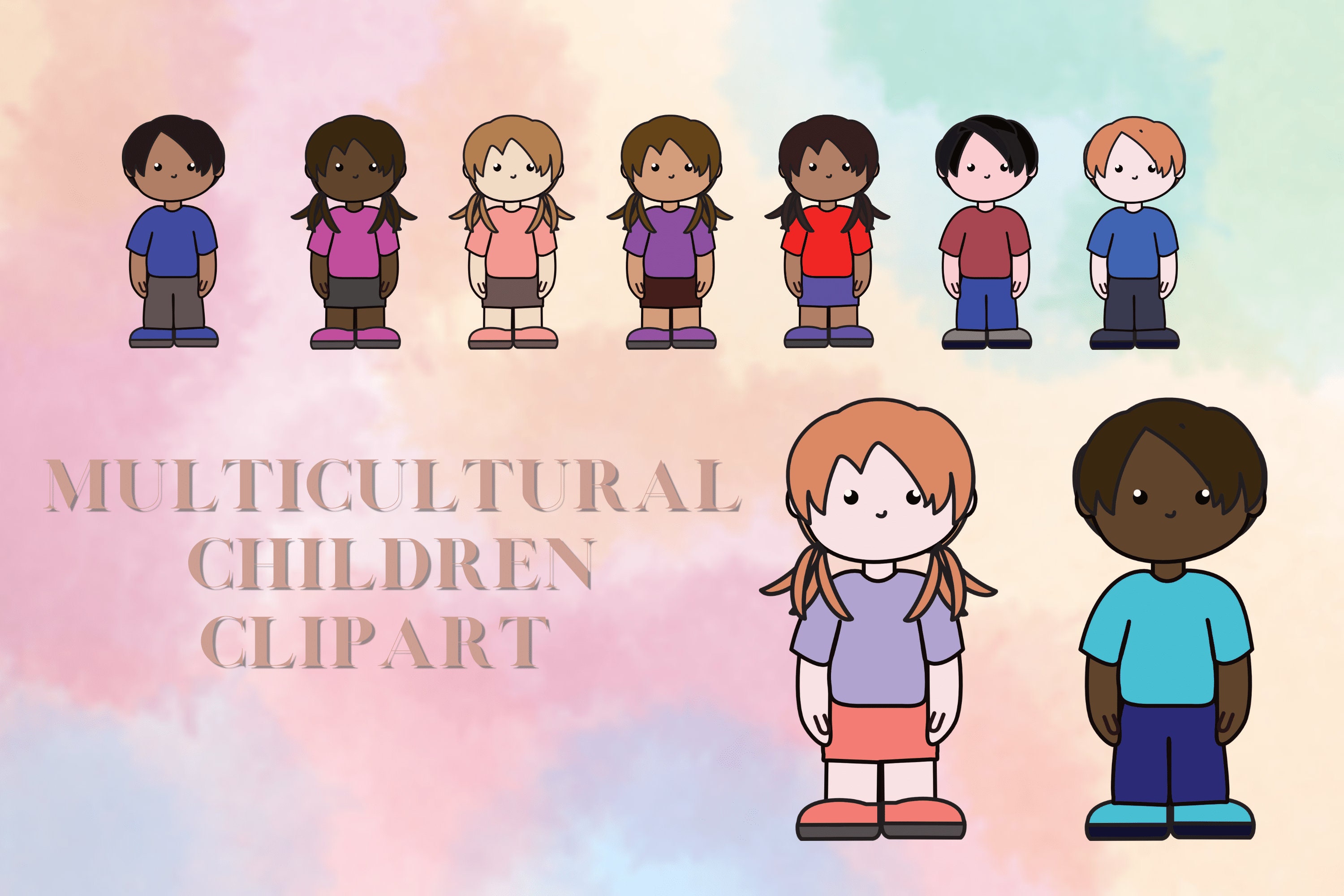 Multicultural Children Clip Art Clip Art for Teachers - Etsy
