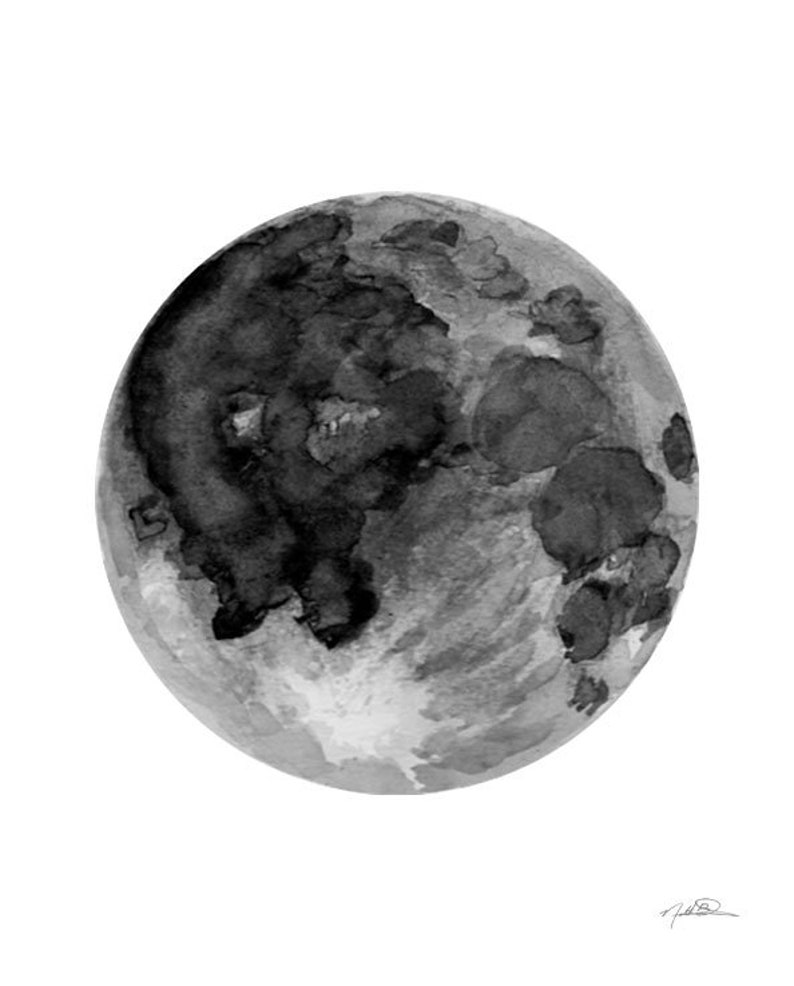 Moon Art, Moon Print, Nature, Abstract, Black Ink Print, Minimalist ...