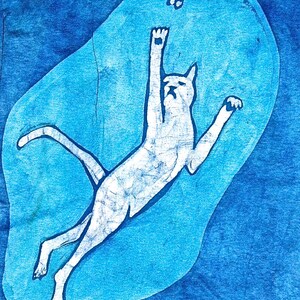 Batik T-shirt With Cat and Butterfly - Etsy