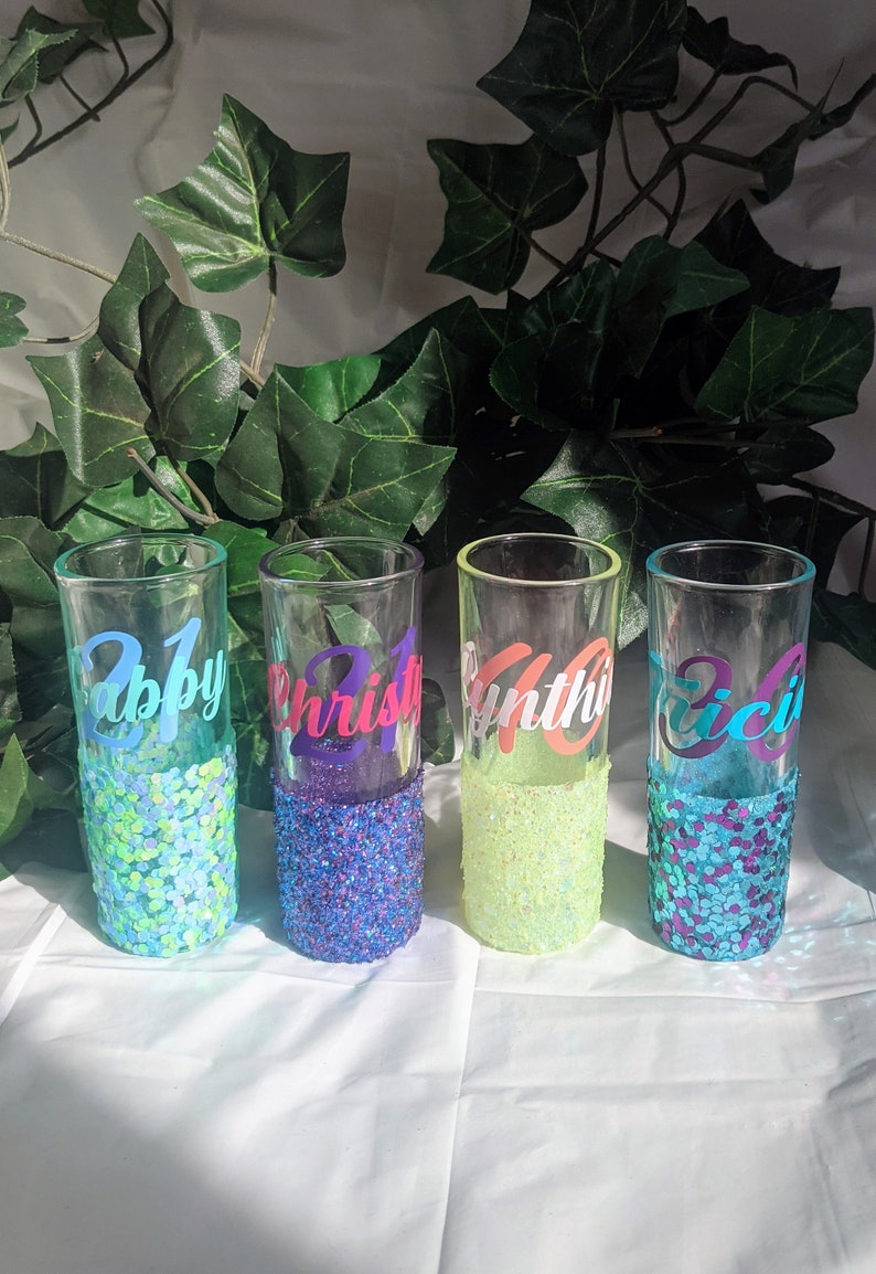 Personalized Birthday Glitter Shot Glass, Custom Name & Age - Etsy