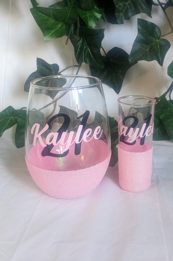 Glitter Wine Glass 21st Birthday Wine Glass Custom Shot - Etsy