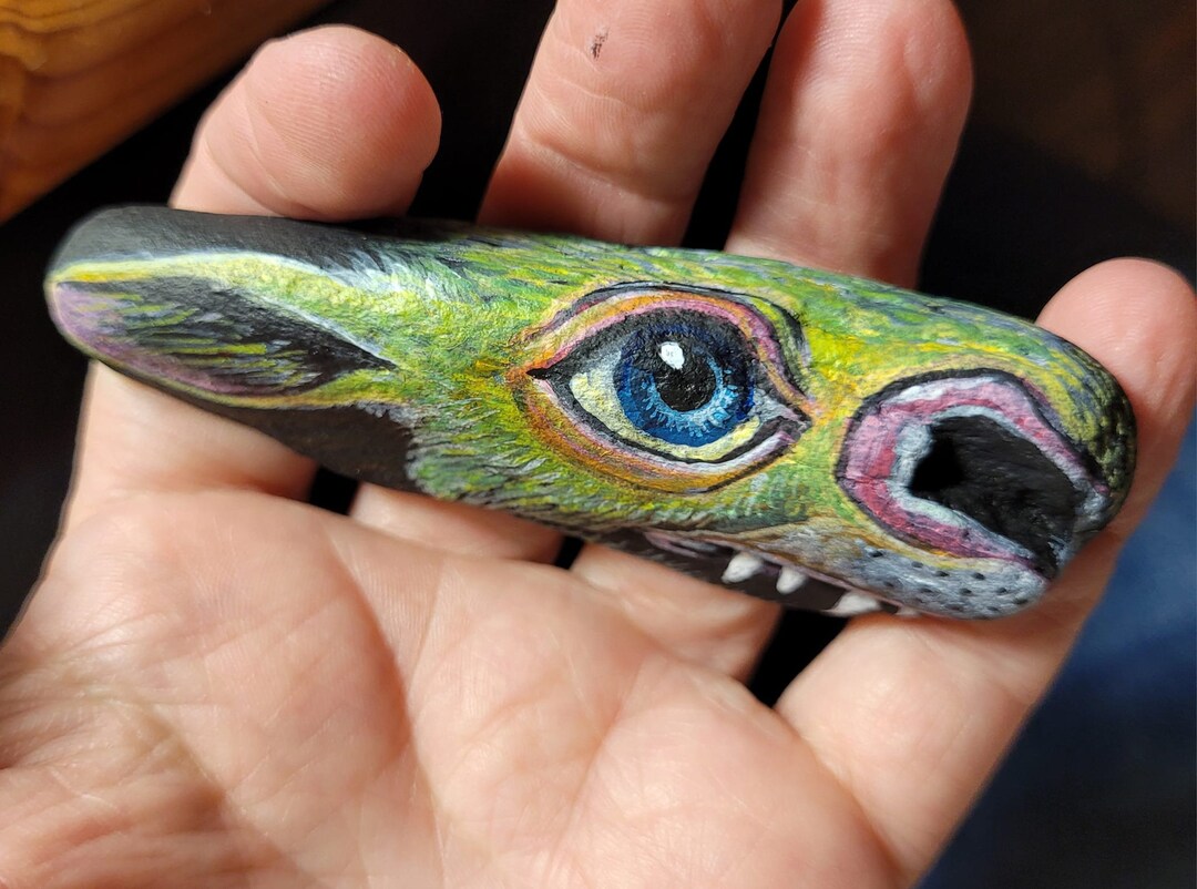 Rabbit Monster Pooka Painted Rock - Etsy
