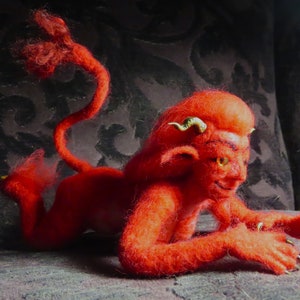 Needlefelted Posable Red Devil Woman Art Doll - Etsy