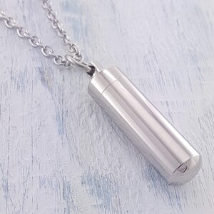 Silver Modern Secret Capsule Cremation Ash Urn Pendant Necklace ...
