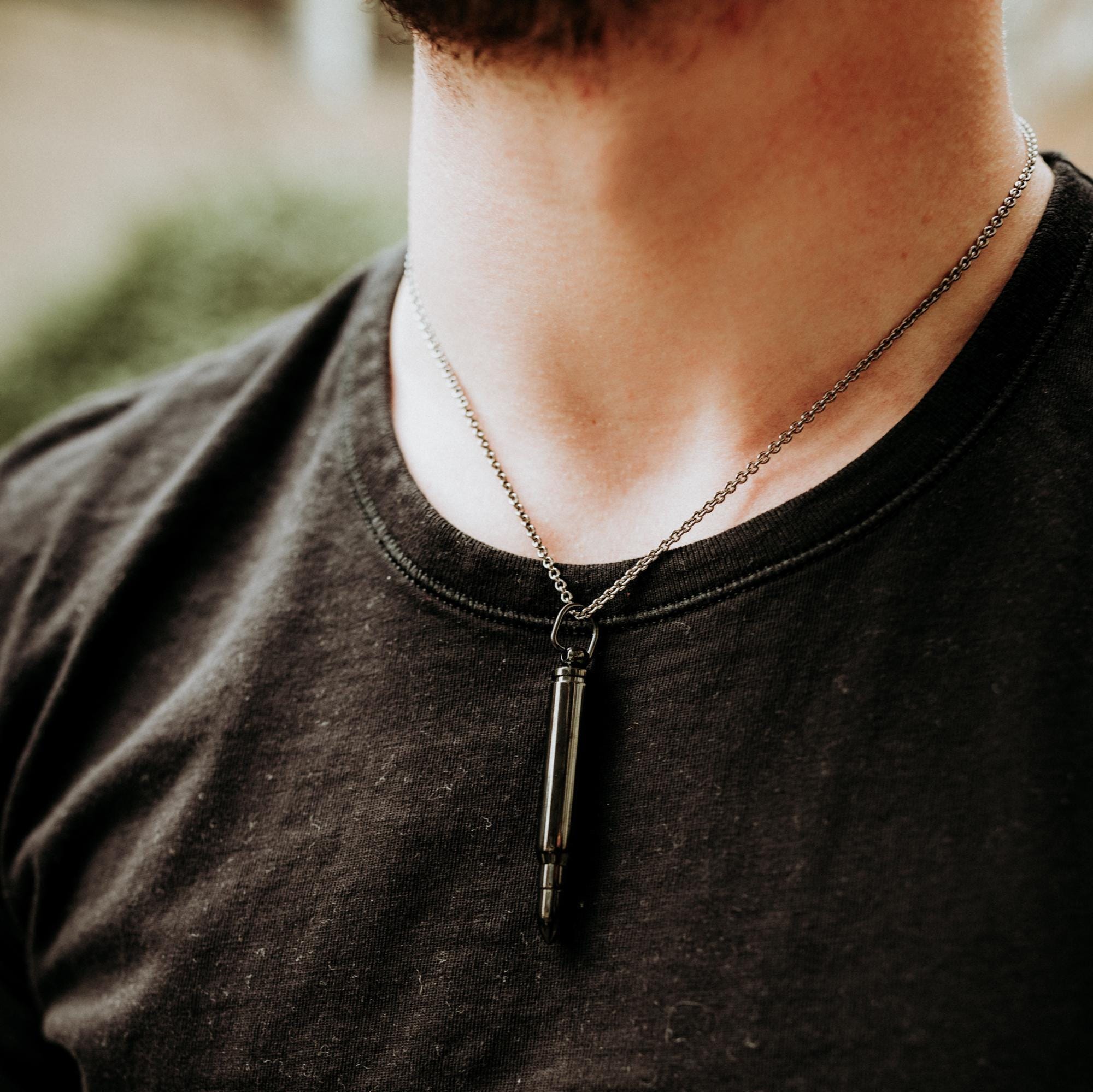 Personalized Stainless Steel Rifle Bullet Cremation Urn Necklace ...
