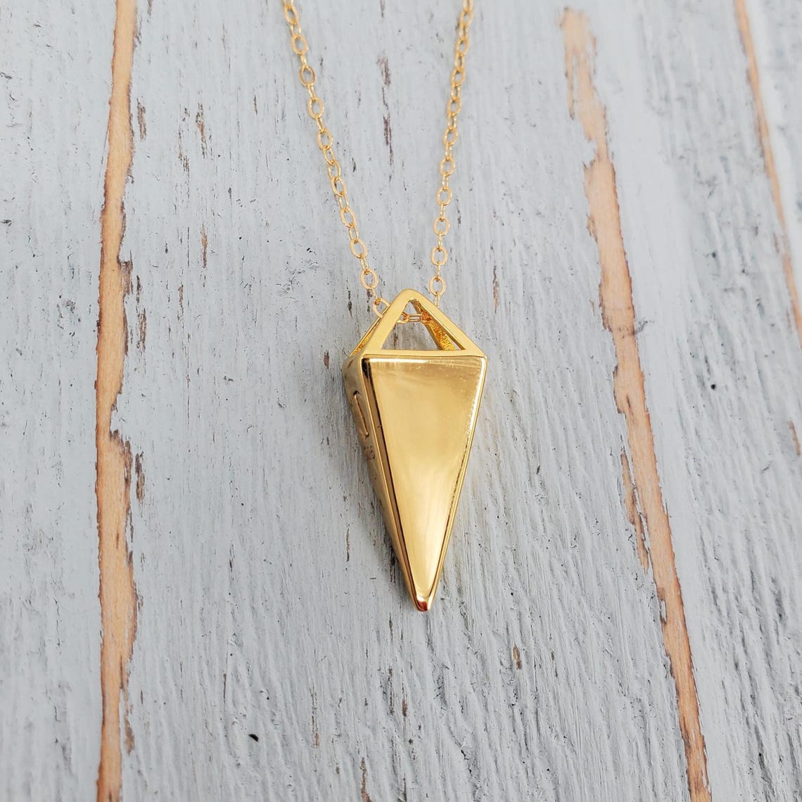 Modern Tapered Diamond Memorial Urn Necklace - Gold Vermeil Sterling ...