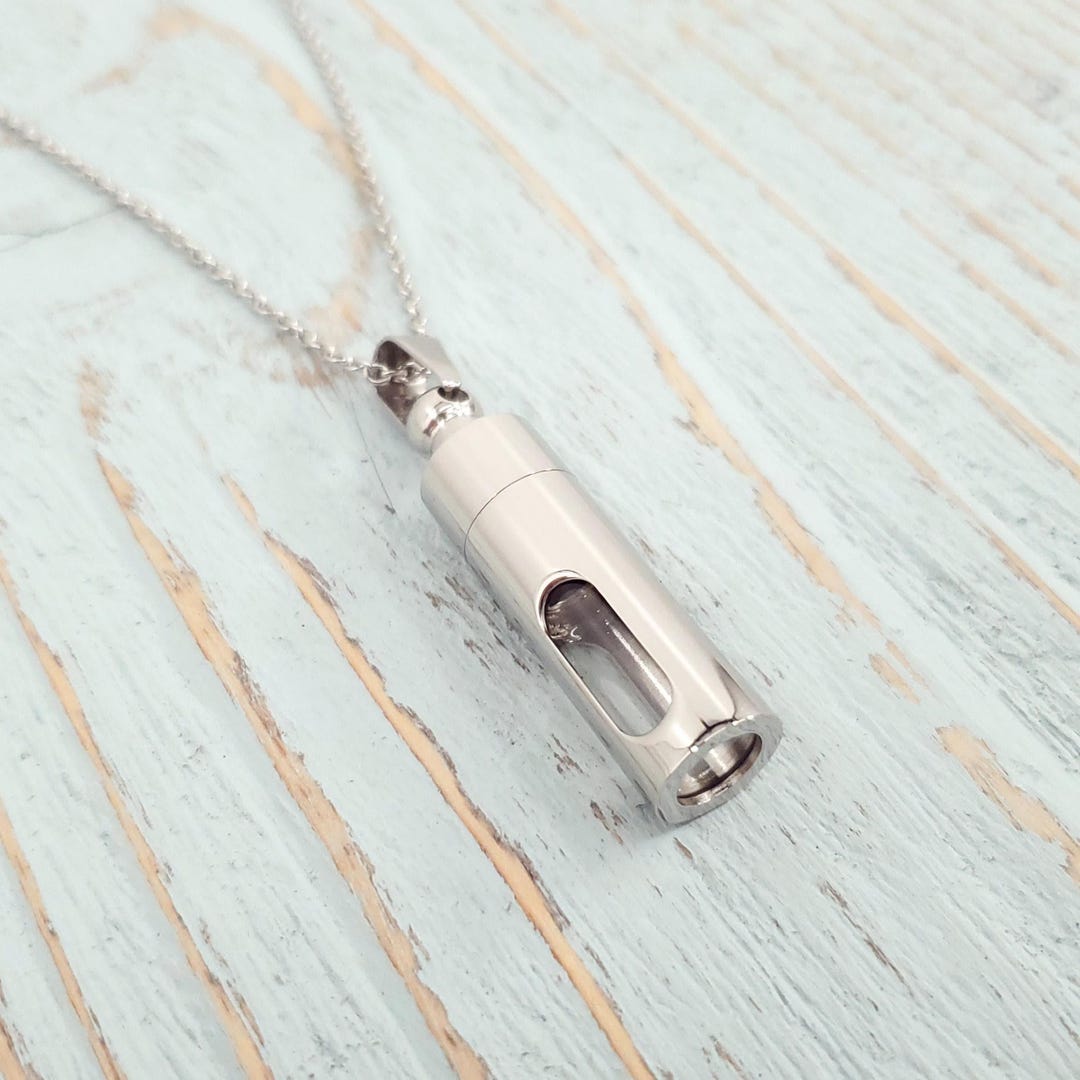 Personalized Cremation Urn Vial Necklace: Stainless Steel & Glass ...