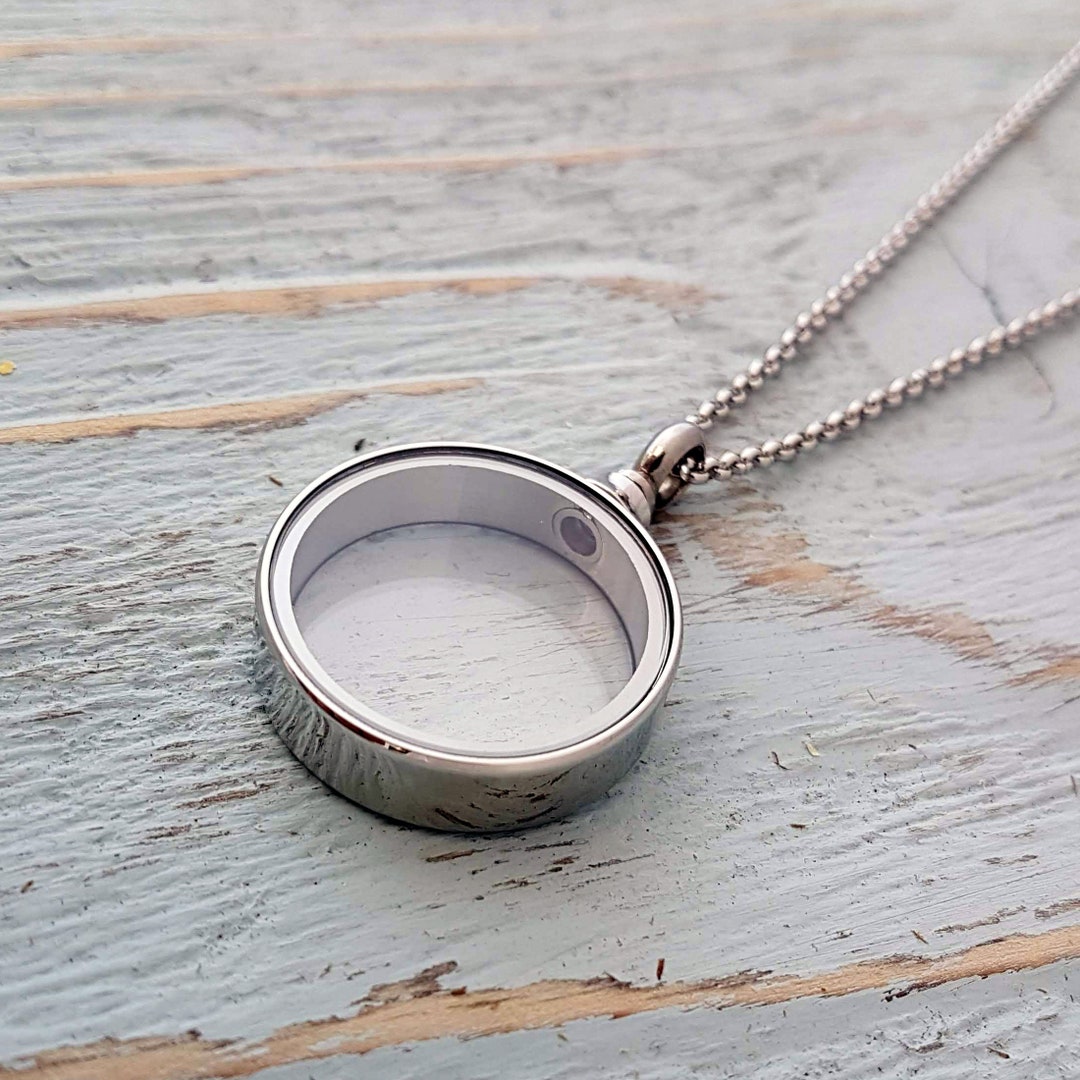 Glass Secret Capsule Cremation Ash Circle Urn Pendant Necklace ...
