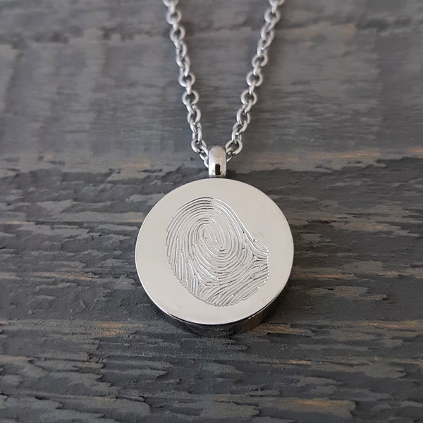 Fingerprint and Urn Memorial Necklace - Etsy
