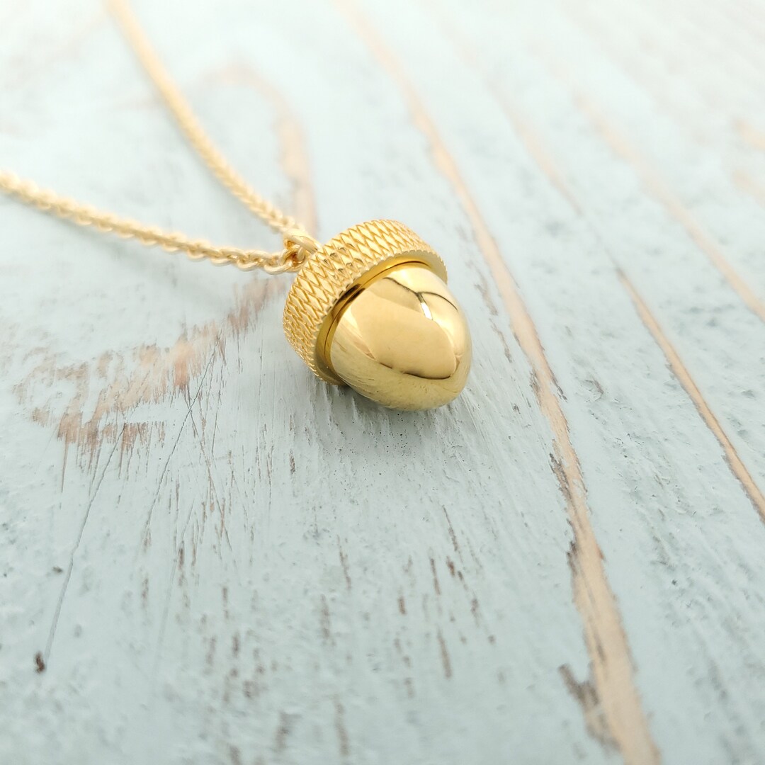 Acorn Capsule Charm Pendant Necklace Vermeil Gold Plated Solid 925 ...