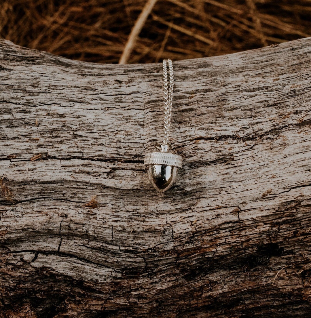 Silver Acorn Capsule Charm Pendant Necklace Cremate Ash Urn Solid 925 ...