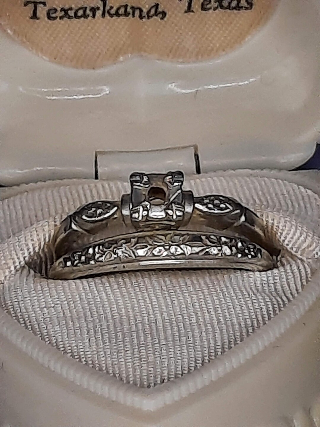 Vintage 1950s Wedding Set With Floral Motif, 18k White Gold in Original ...