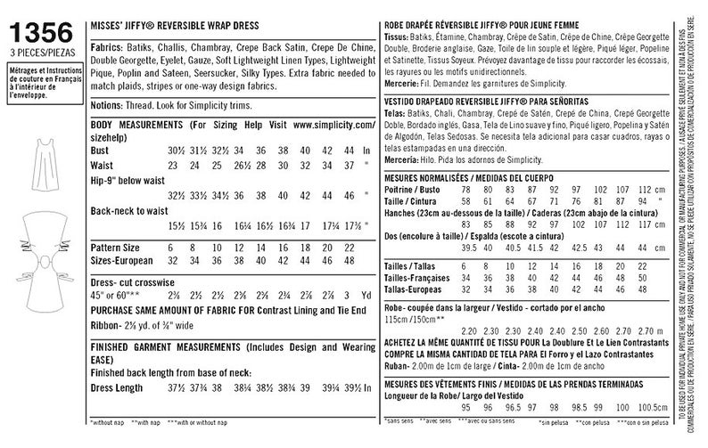 Simplicity Pattern 1356 70S Style Wrap Dress Simple Dress - Etsy