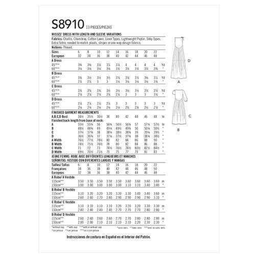 Simplicity Sewing Pattern S8910 Dress With Dropped Rounded Waist Line ...