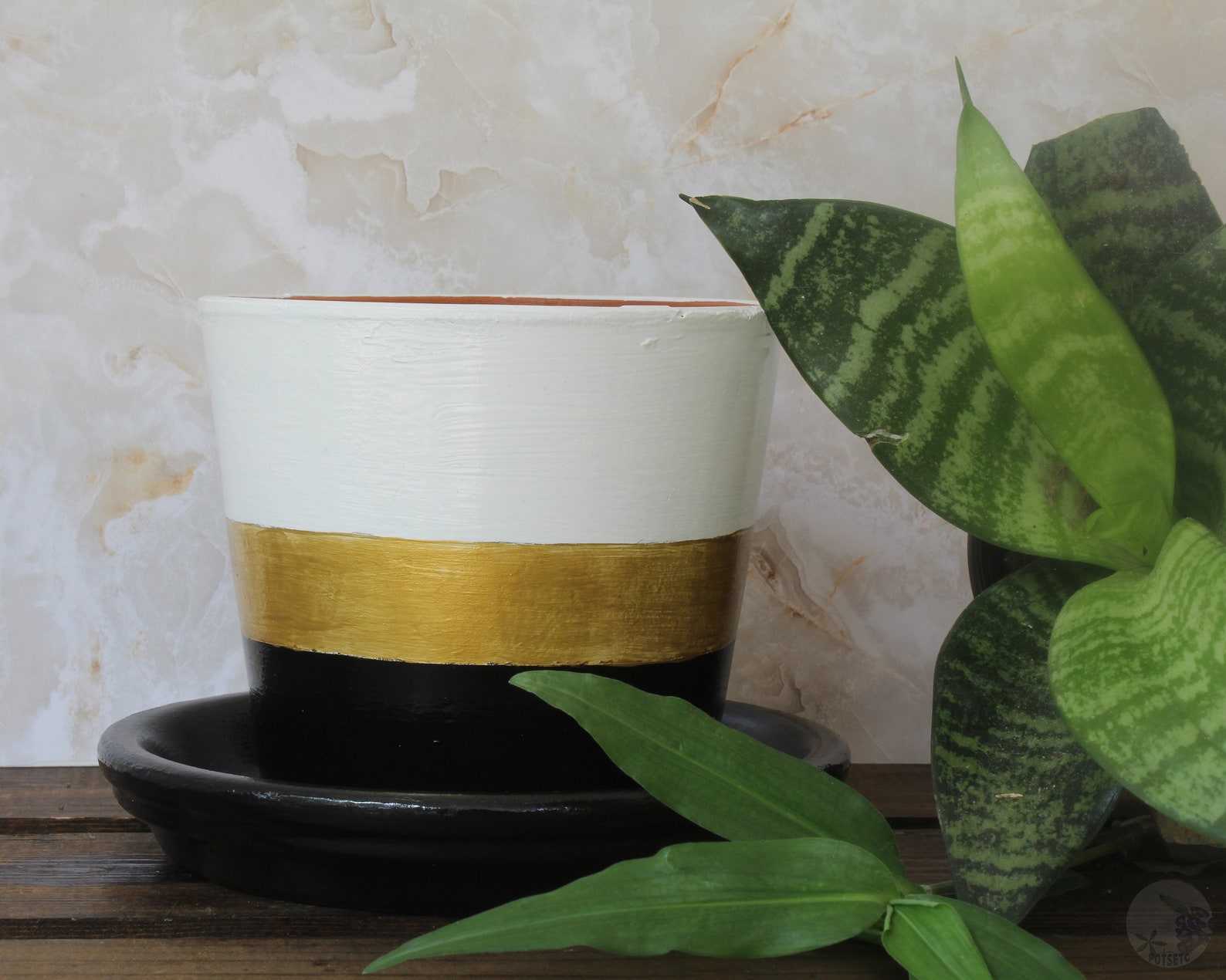 The Pearl Painted Flower Pot - Mother Nature Collection -white, Gold ...