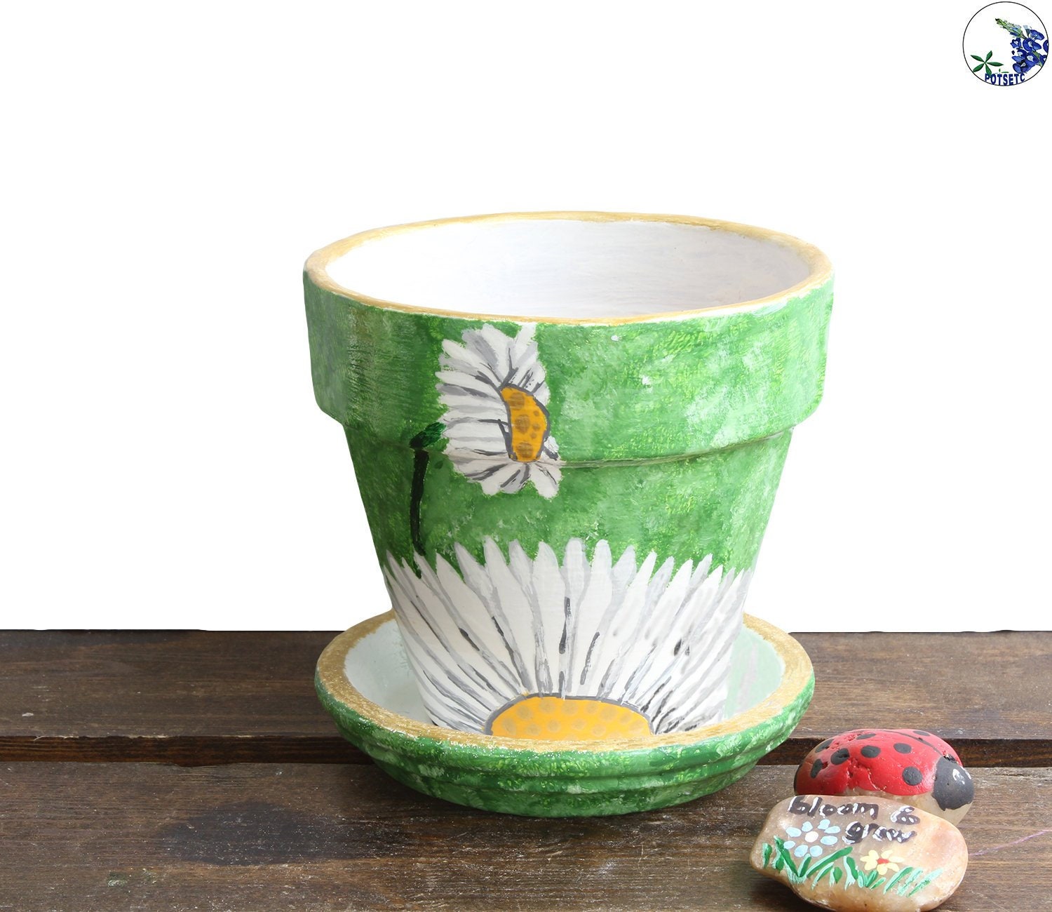 Small 4 Inch Hand Painted Daisy Flower Pot White Flower | Etsy