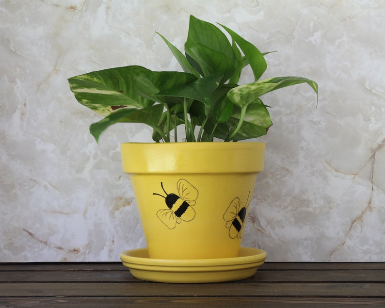 Painted Bee Planter Cute Indoor Plant Pot PotsEtc | Etsy