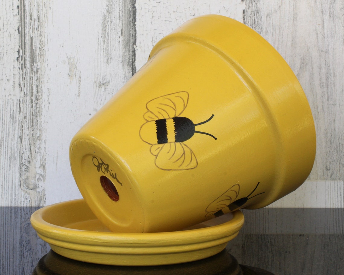 Painted Bee Planter Cute Indoor Plant Pot Potsetc - Etsy
