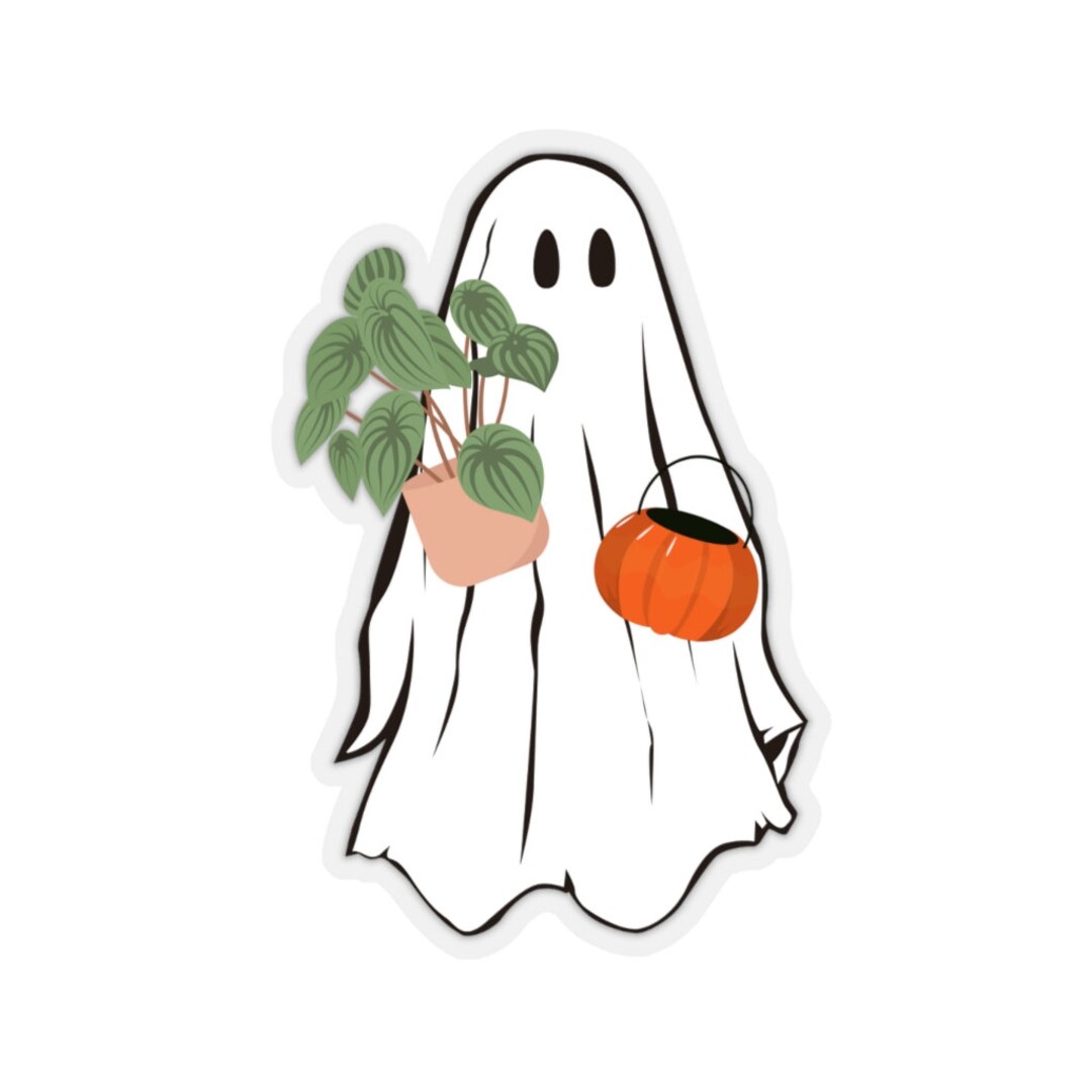Spooky Ghost Sticker, Halloween Sticker, Spooky Sticker, Plant Ghost ...