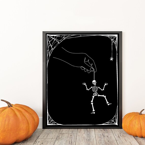 Dancing Skeleton Printable Halloween Wall Art Spooky Wall - Etsy