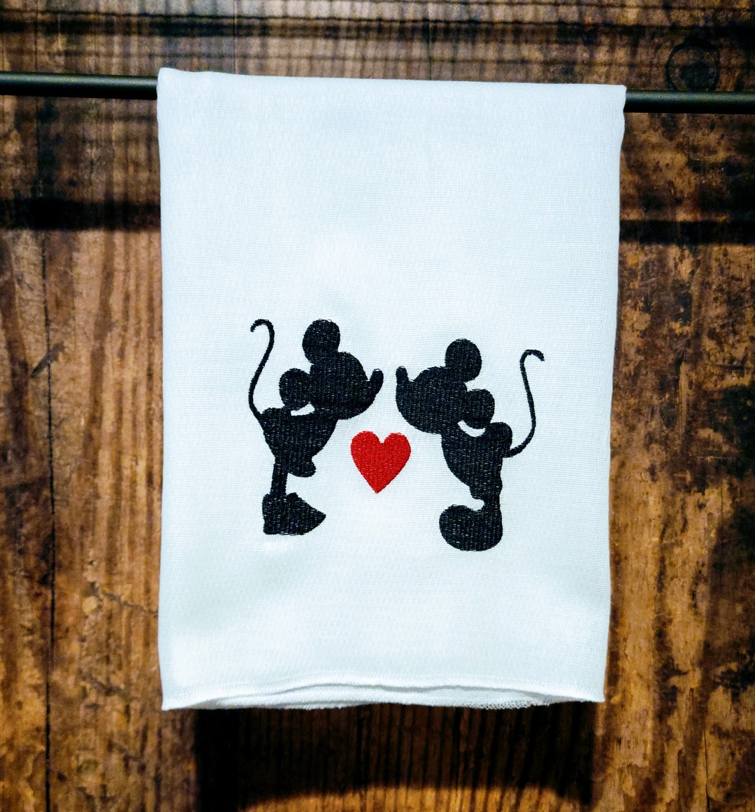 Mickey and Minnie Mouse Embroidered Burp Cloth: Organic Cotton Gauze - Etsy