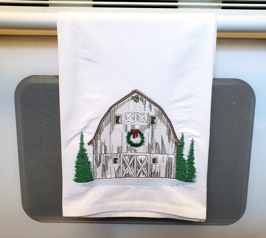 Handmade Machine Embroidered Hand Tea Dish Towel, Kitchen Cotton ...