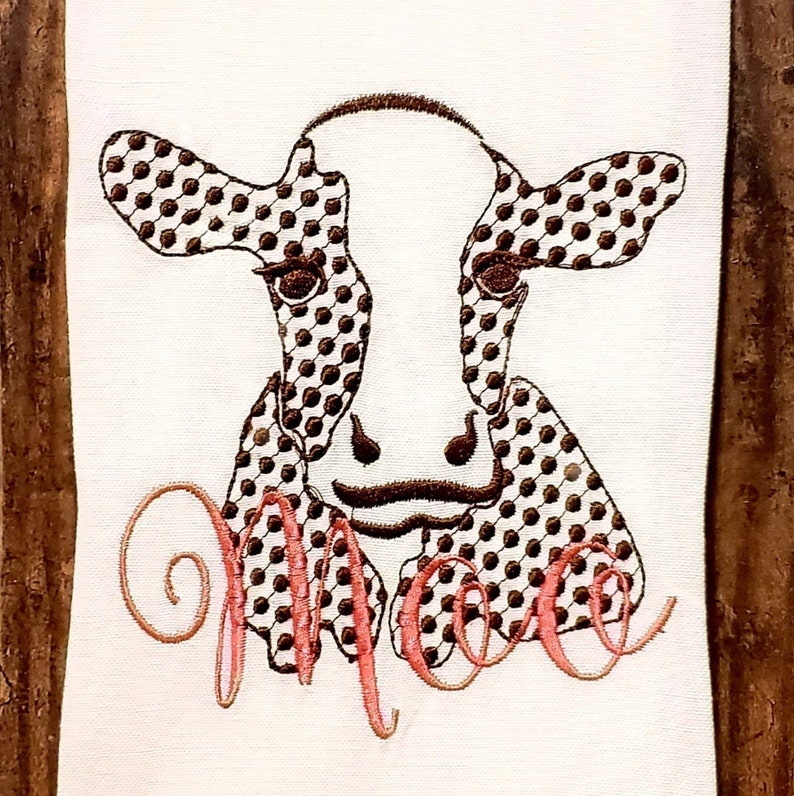 Embroidered Polka Dot Cow, Tea/dish Towel, Pillow, Farm Animals - Etsy