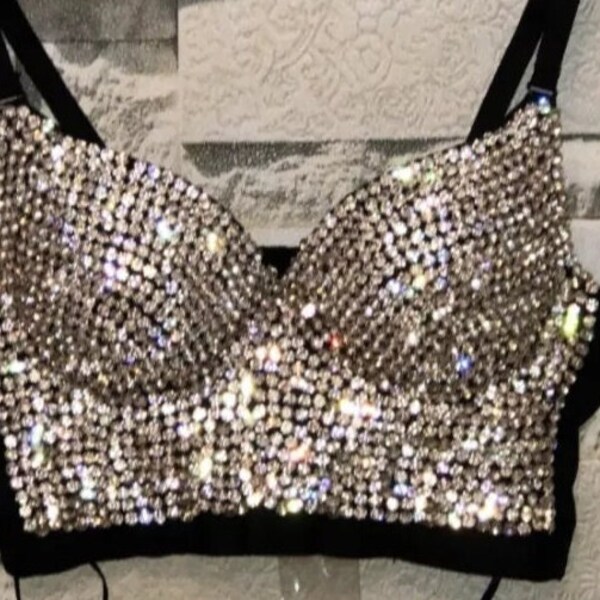 Rhinestone Bra - Etsy