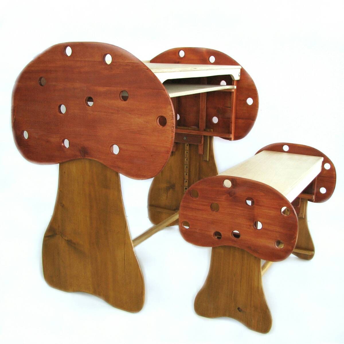 Wooden mushroom Desk With Bench - Etsy