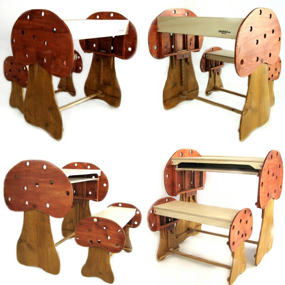 Wooden "mushroom" Desk With Bench - Etsy