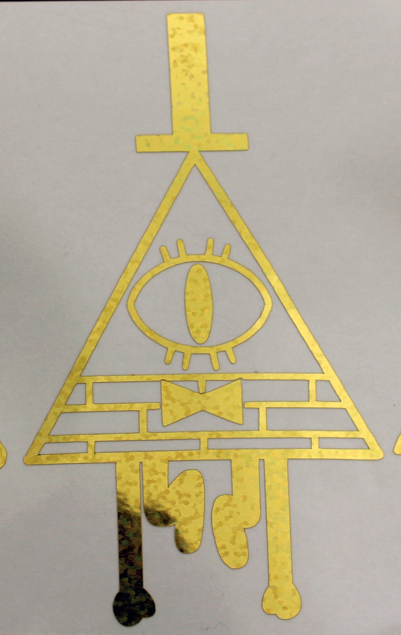 Gravity Falls Bill Cipher Vinyl Decal gold Holo | Etsy