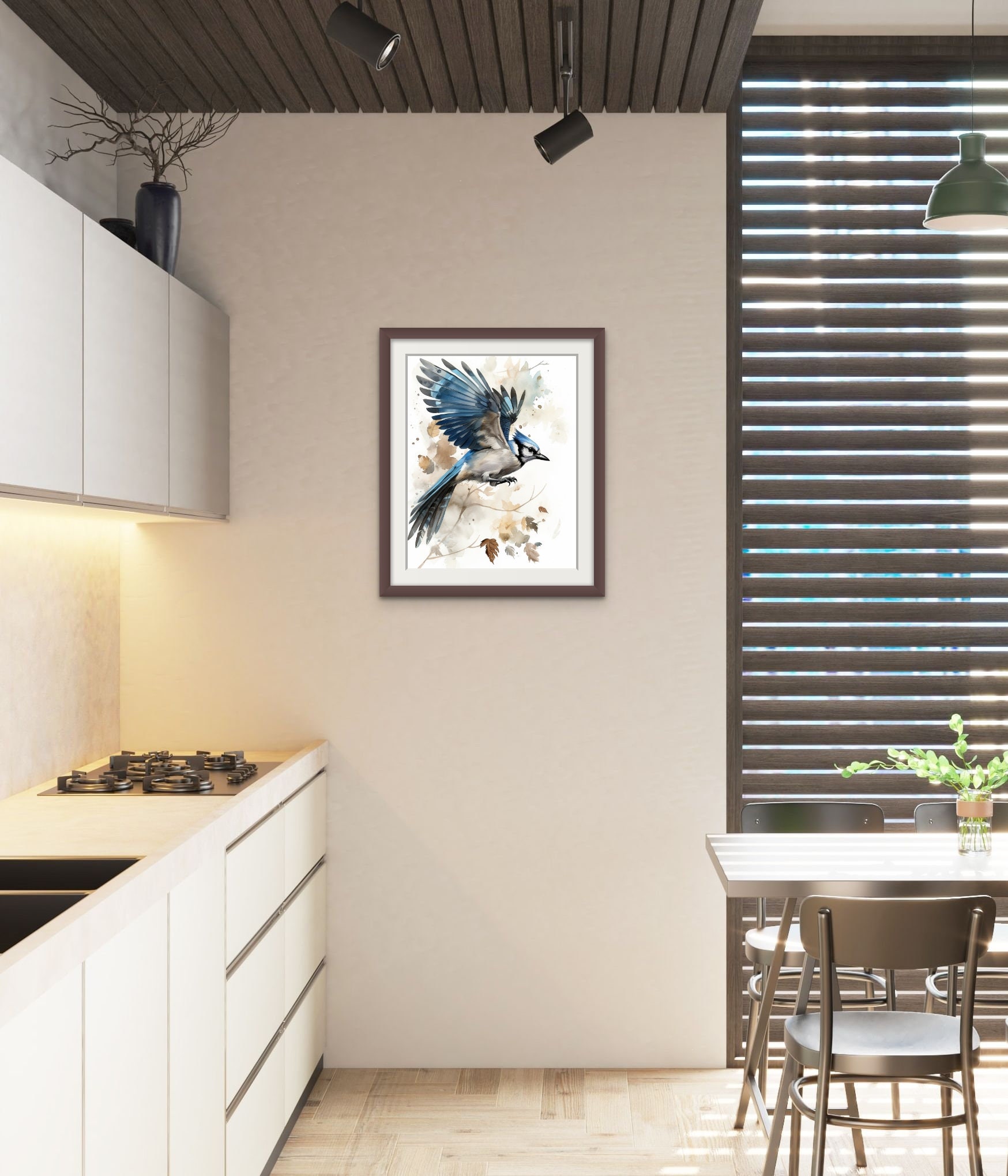 Winter Bandit Art for Home | Watercolor Bird Art Print | Blue Jay ...