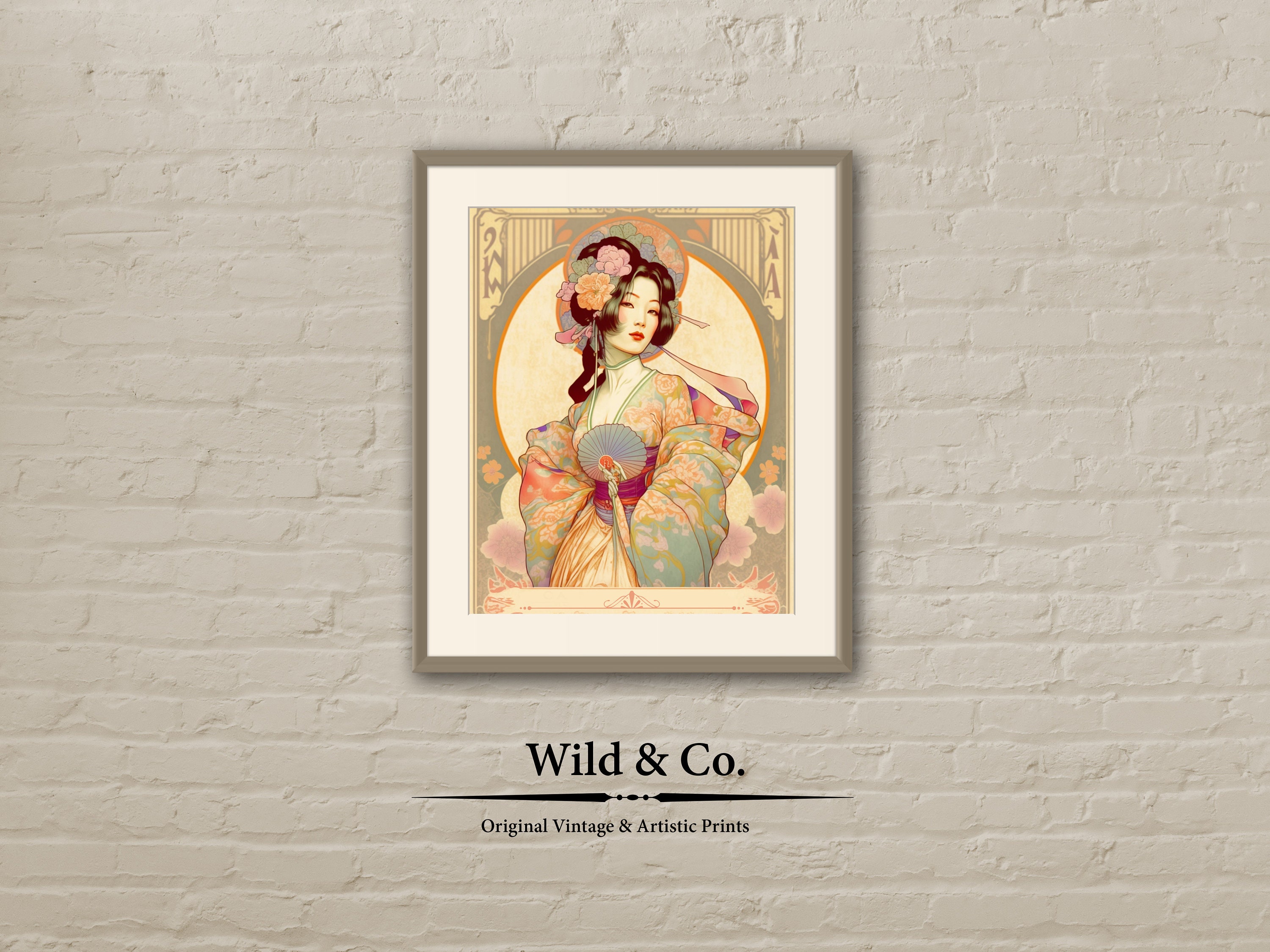 Vintage Geisha Poster With Art Nouveau Design for Unique Art Wall Decor ...