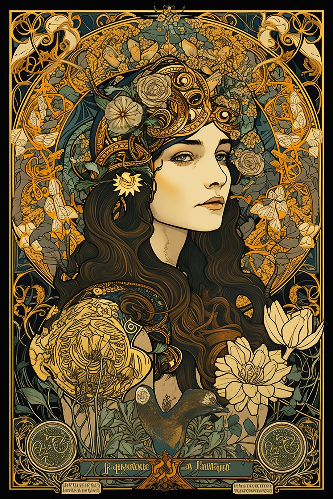 Art Nouveau Goddess Print | Divine Feminine Poster | Wall Decor | Gift ...