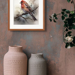 House Finch Watercolor Painting | Vintage Bird Art Print (digital ...