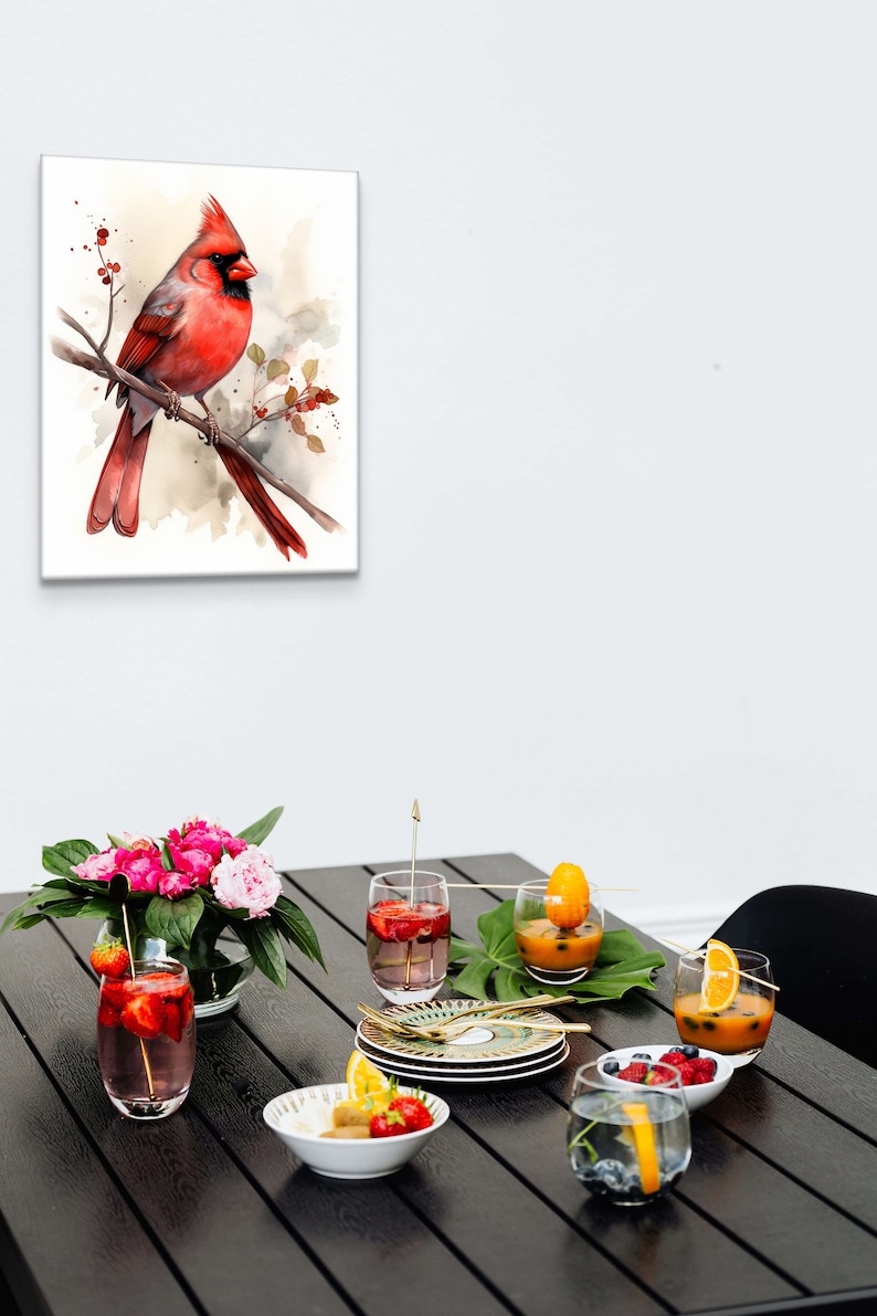 Northern Cardinal Watercolor Art Print | Bird Wall Decor (digital ...