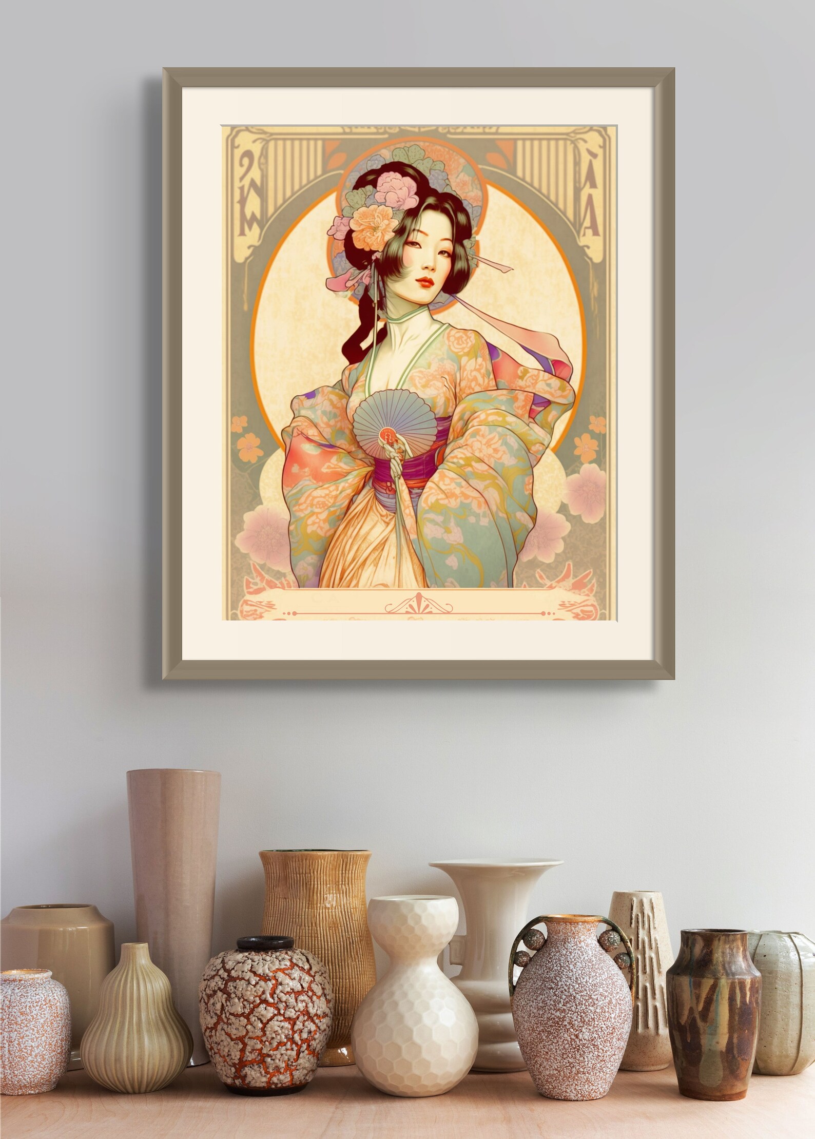 Vintage Geisha Poster With Art Nouveau Design for Unique Art Wall Decor ...