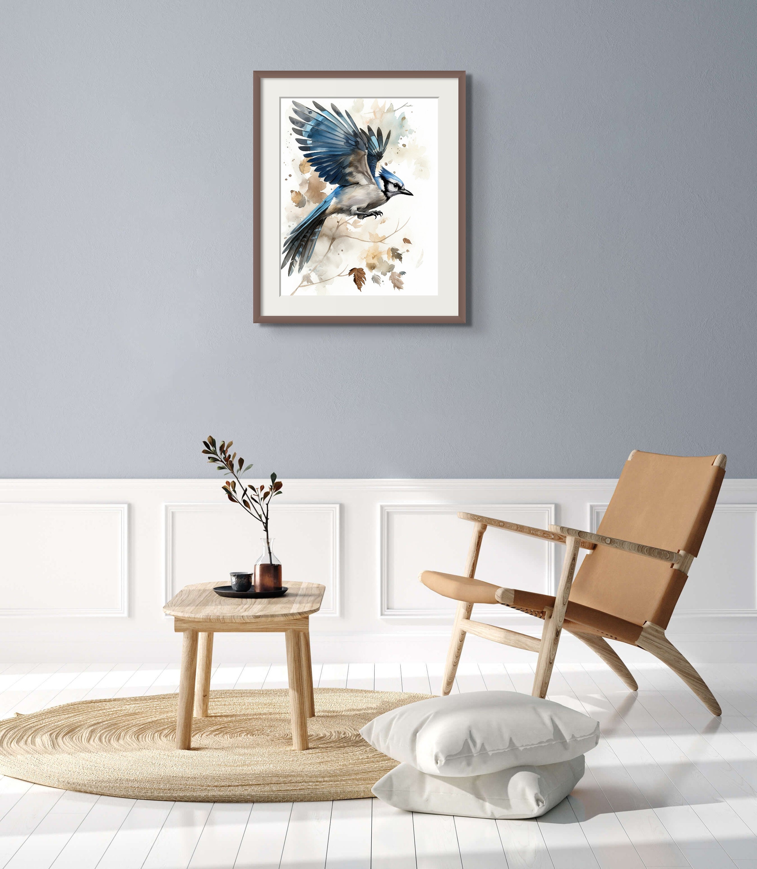 Winter Bandit Art for Home | Watercolor Bird Art Print | Blue Jay ...