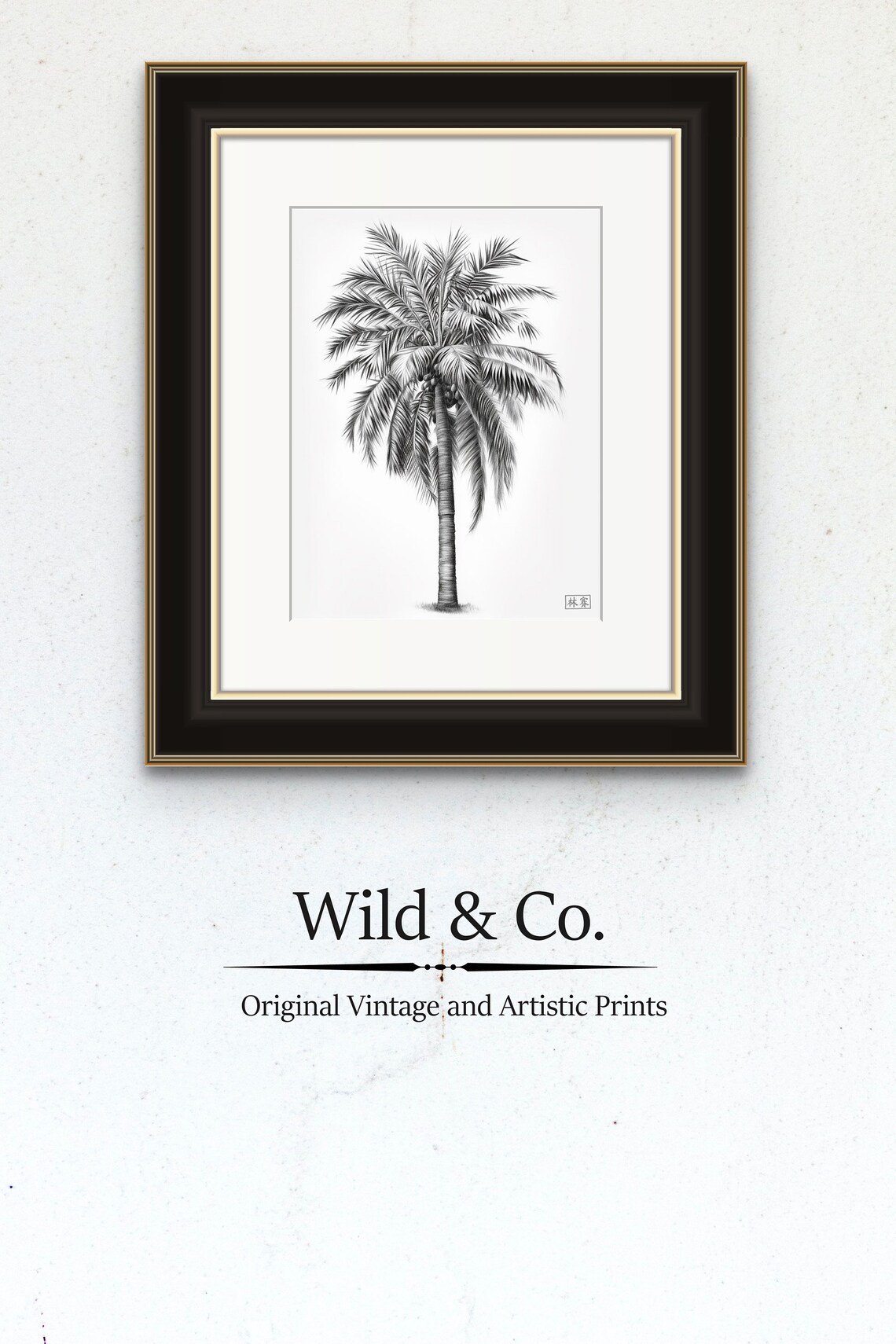 Original Palm Tree Print Tree Art Decor Vintage Tree Drawing Landscape ...