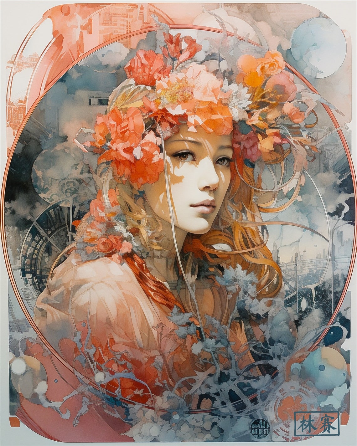 Flower Child Art Nouveau Print Divine Feminine Art Mucha - Etsy