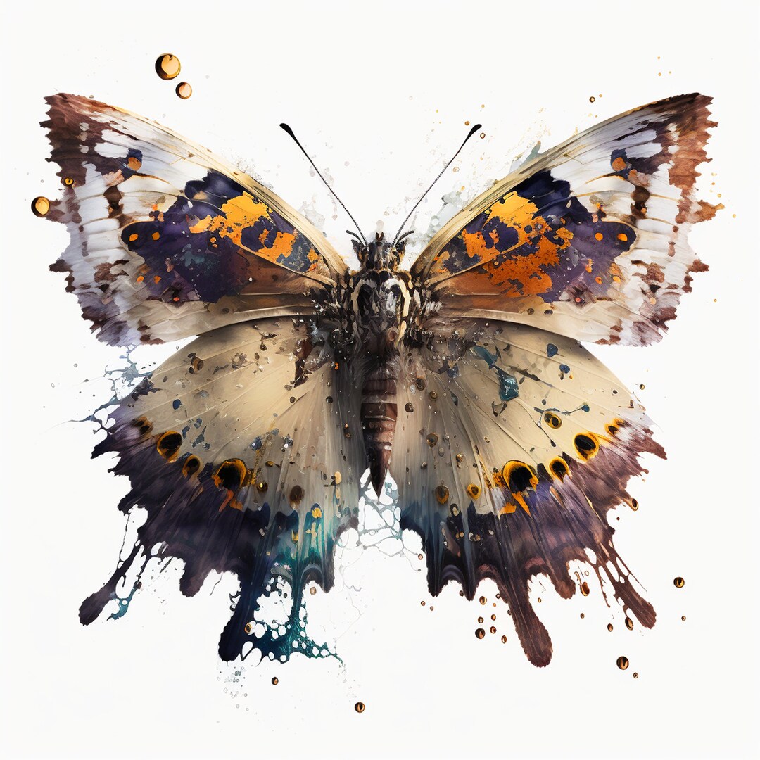 Gyotaku Butterfly Art Print, Contemporary Insect Wall Decor (digital ...